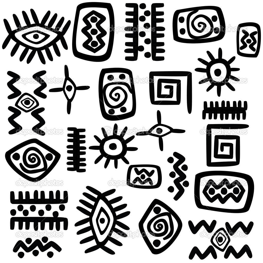 Background with African motifs over white background — Stock Photo ...