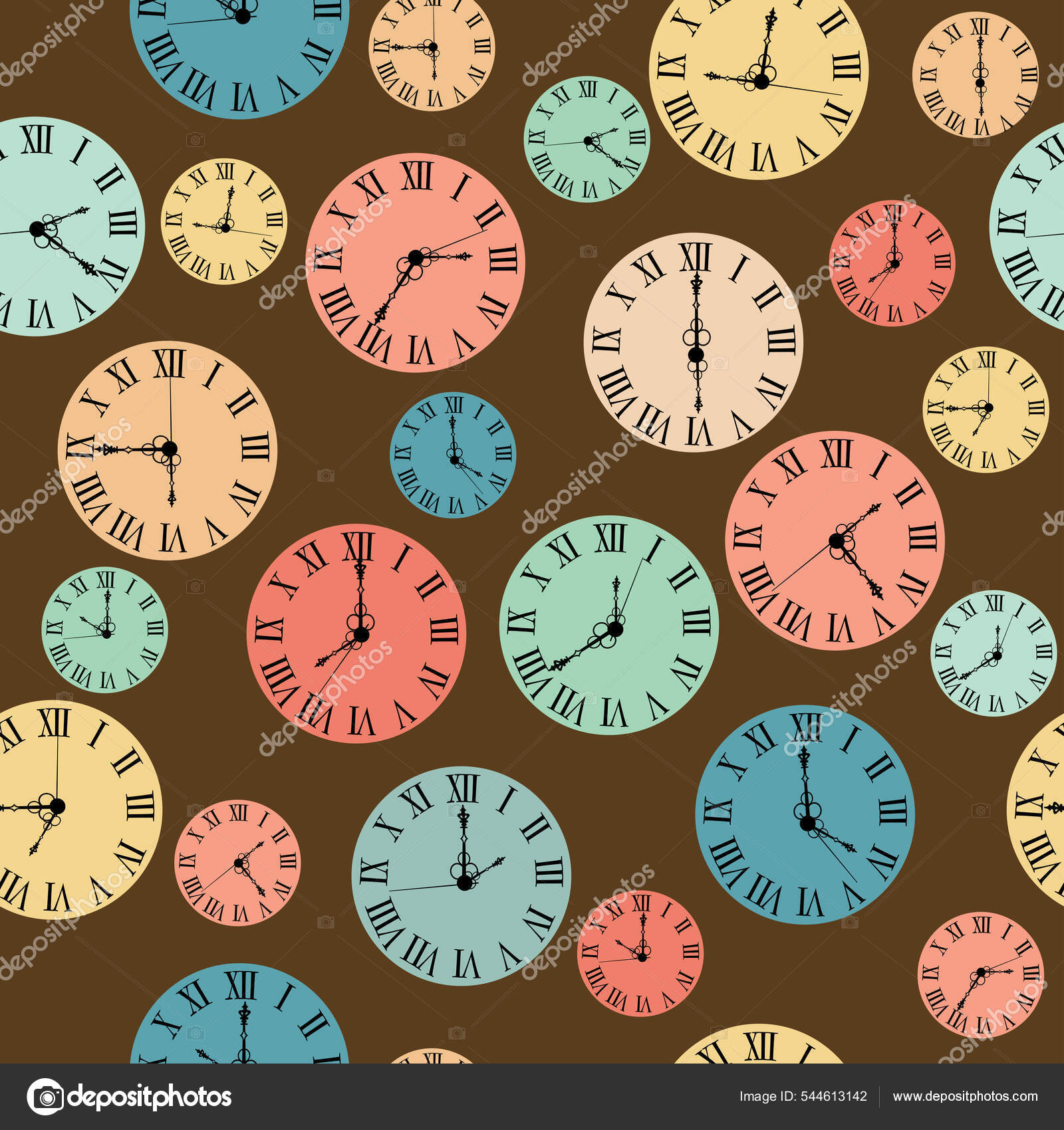 Vintage Seamless Clock Faces Stock Vector Image by ©hibrida13 #544613142