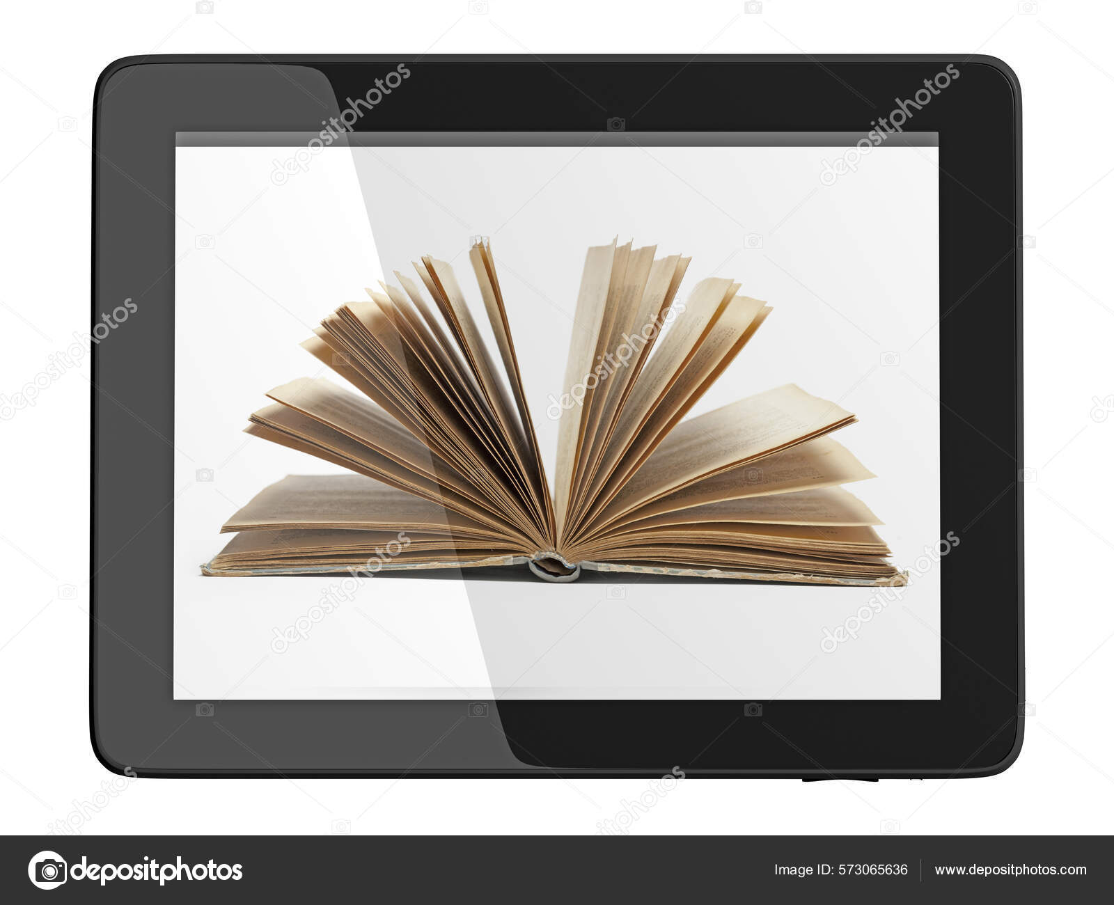 Digital Library Concept Book Generic Teblet Computer Model Isolated ...