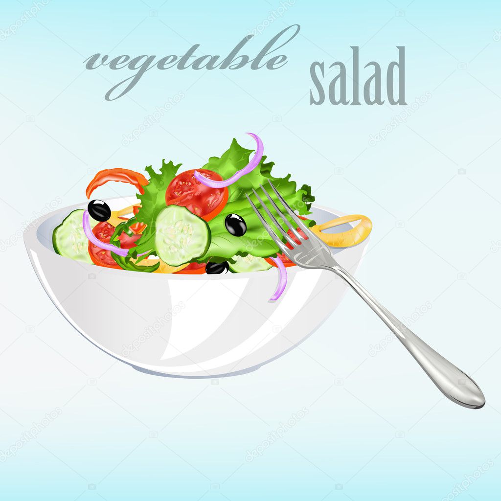 Ensalada de verduras vegetarianas frescas.Vector 2025