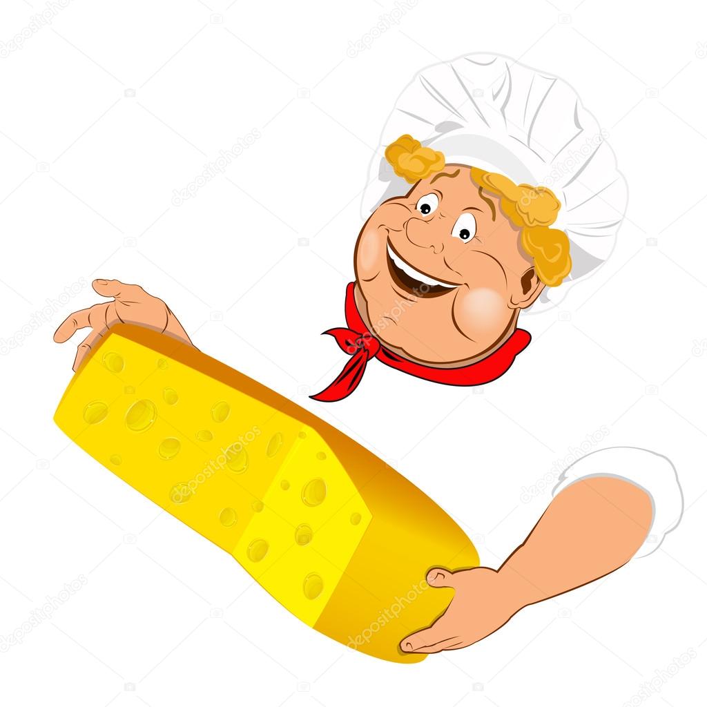 Funny Chef and Natural swiss dairy cheese Stock Illustration by ...
