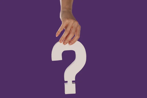 Female hand holding up a question mark from the left Stock Photo by ...