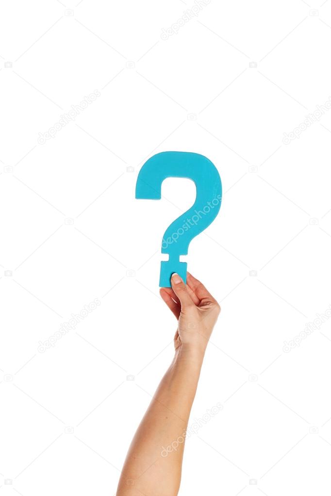 Hand holding up a question mark from the bottom — Stock Photo ...