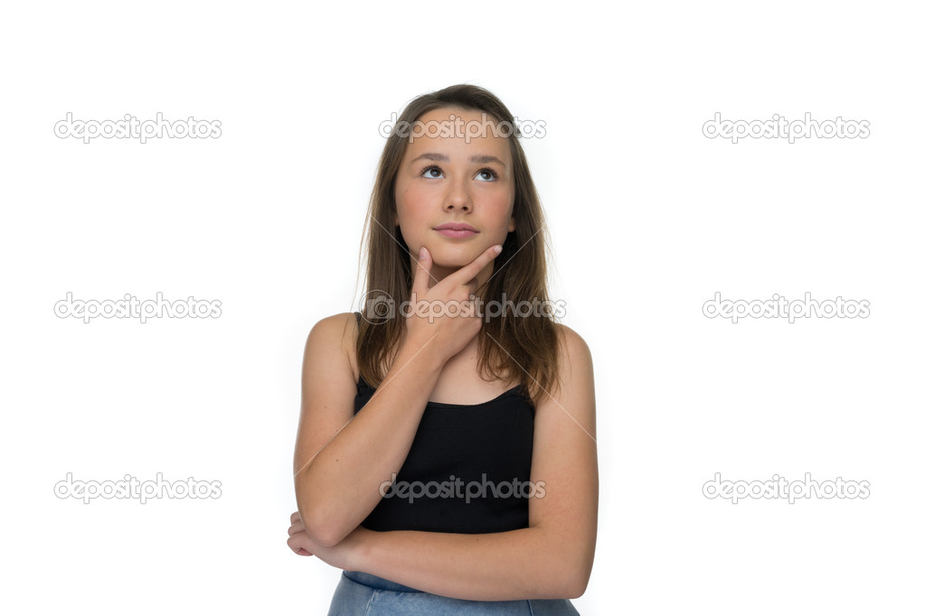 Young girl standing thinking Stock Photo by ©nelka7812 51490549