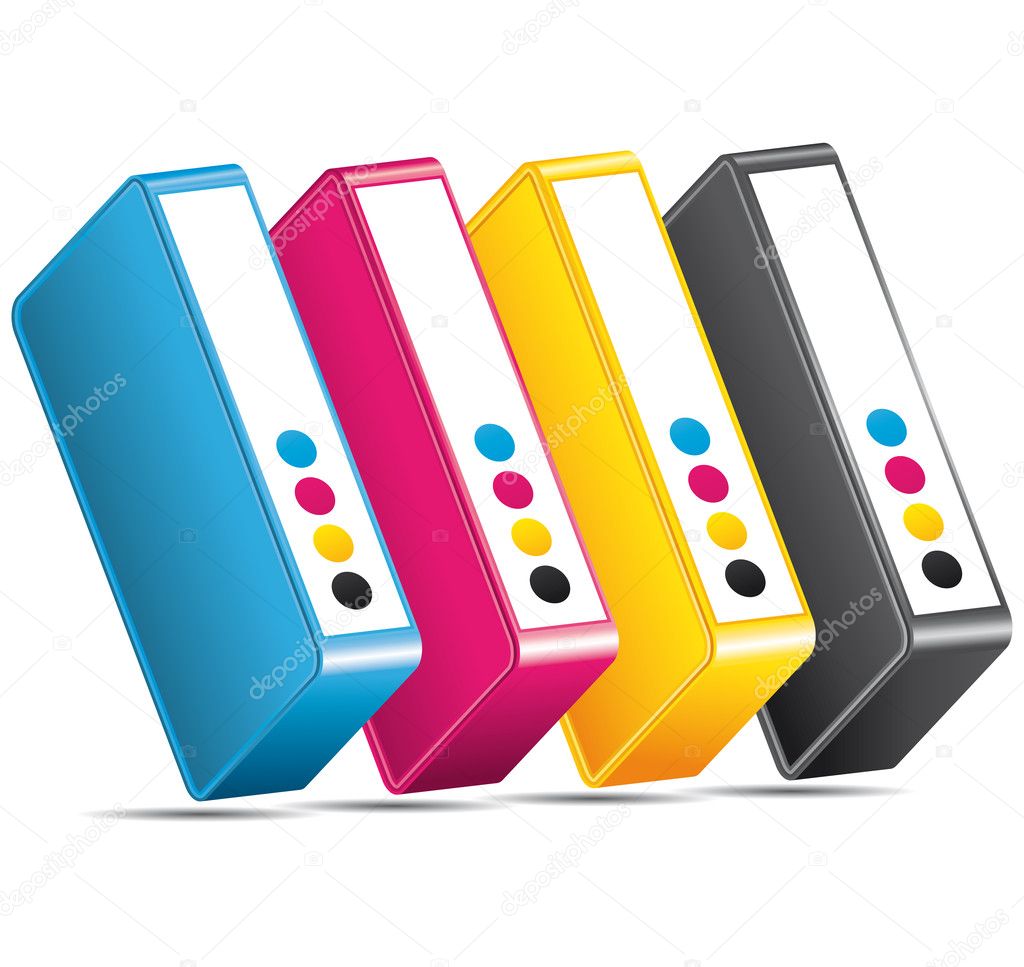 CMYK CMJN ink toners. Cartridges icon. — Stock Vector © Albachiaraa ...