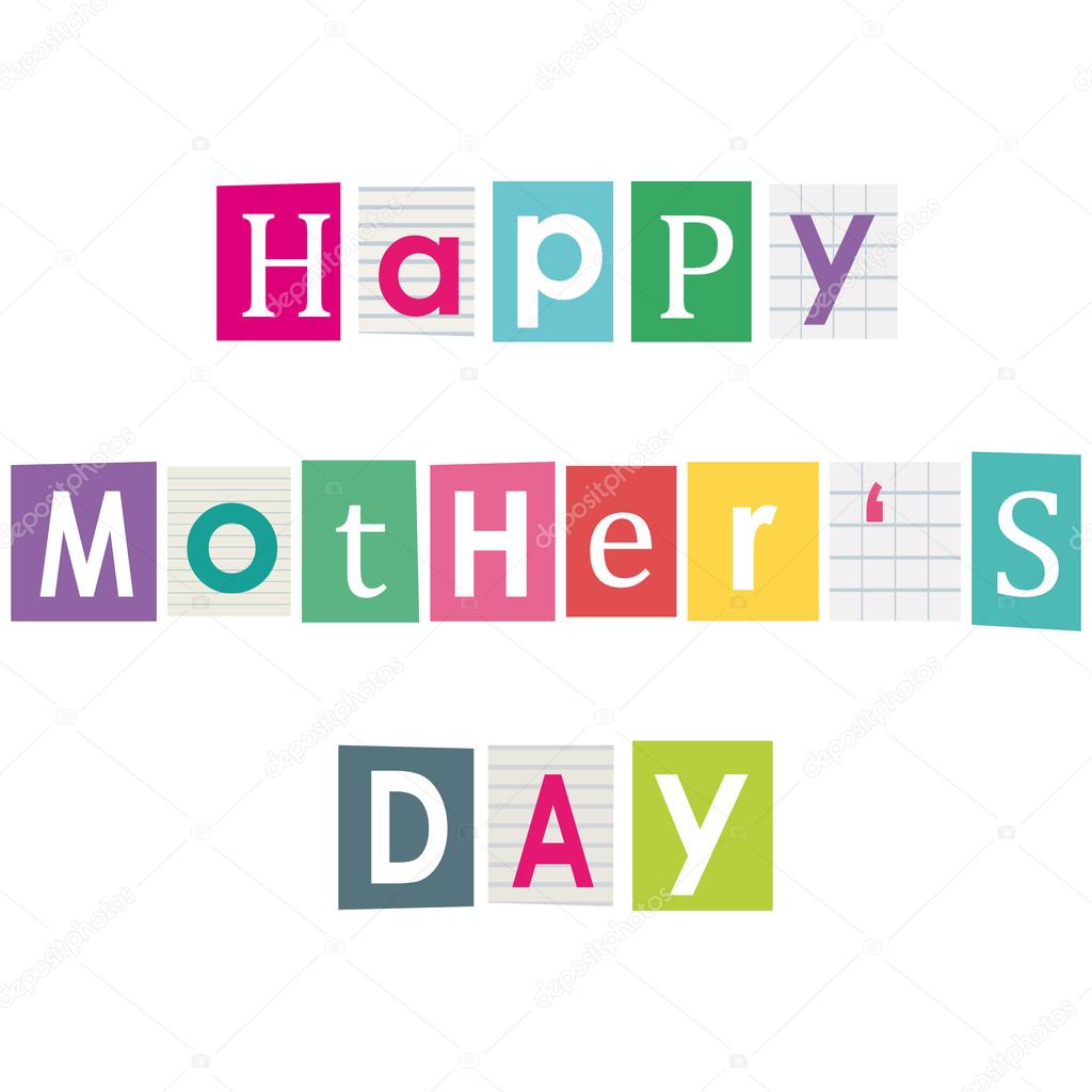 Happy mother's day. Letters cut from magazines. — Stock Vector ...