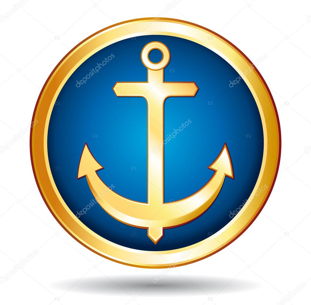 Gold anchor button icon. — Stock Vector © Albachiaraa #47550835