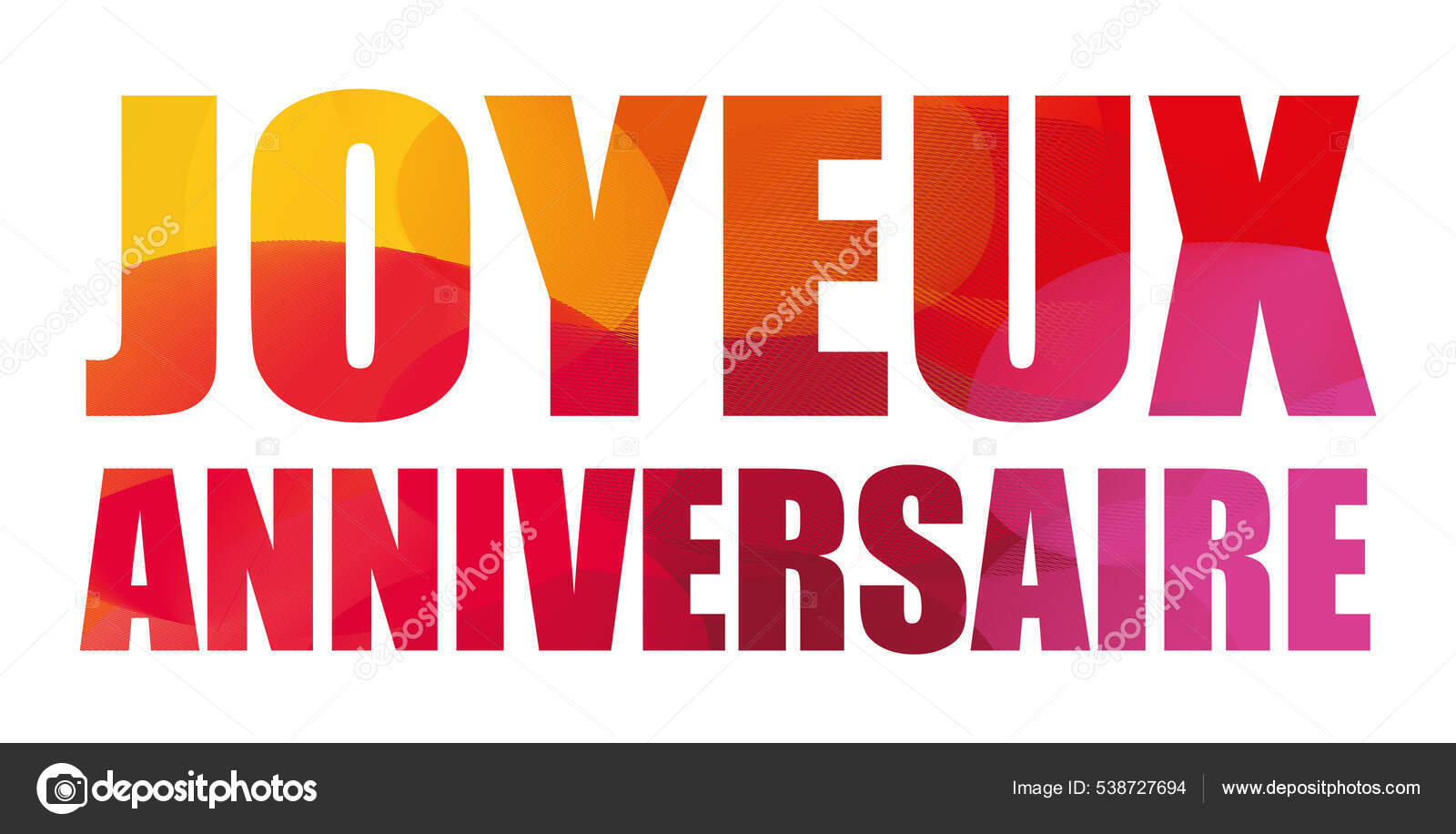Happy Birthday French Language Vector Banner Illustration Warm Colors ...