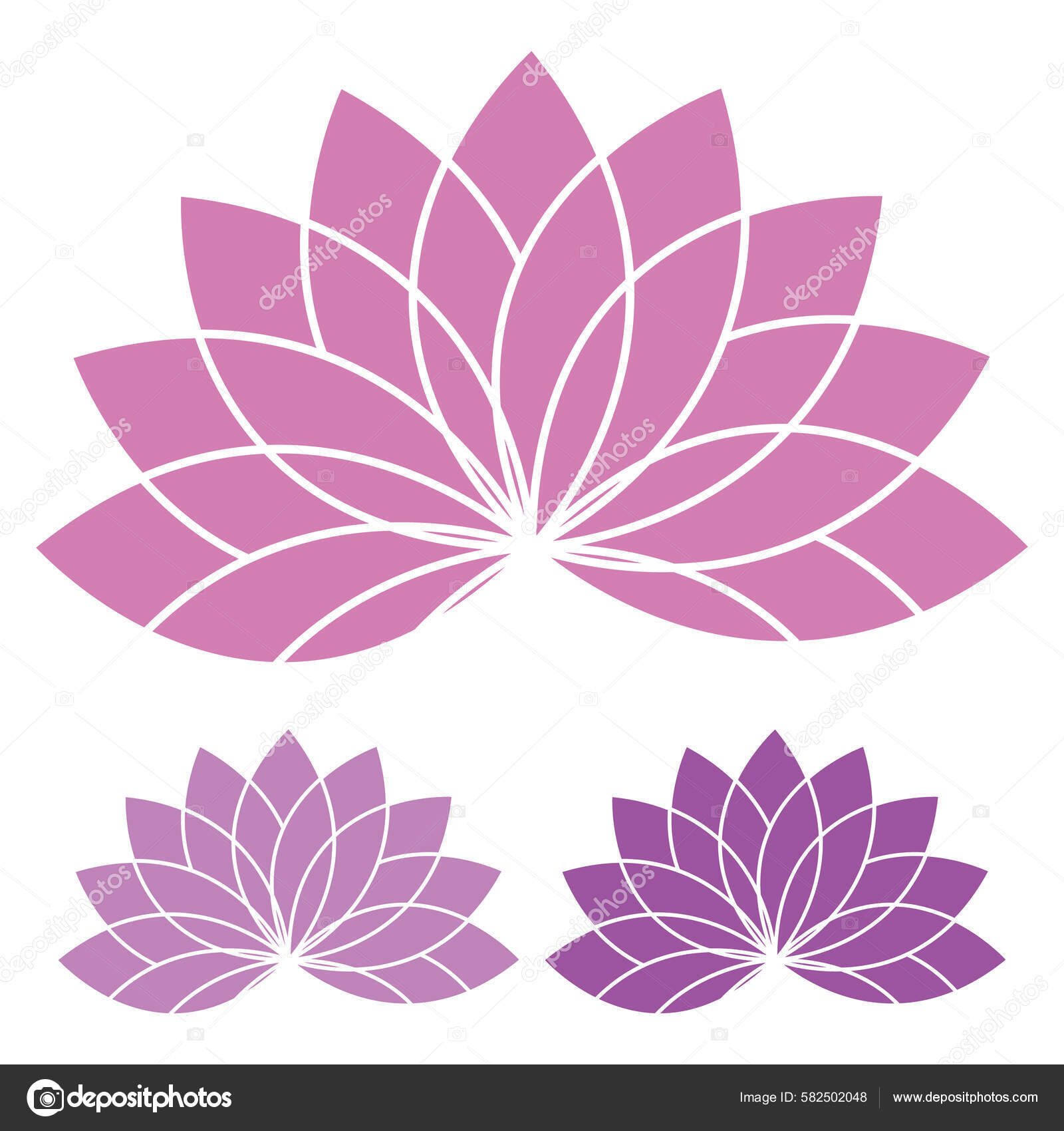 Lotus Flowers Set Yoga Buddhism Design Illustration Vector Drawing ...