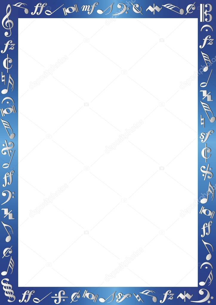 Blue metallic border with silver music notes — Stock Vector ...