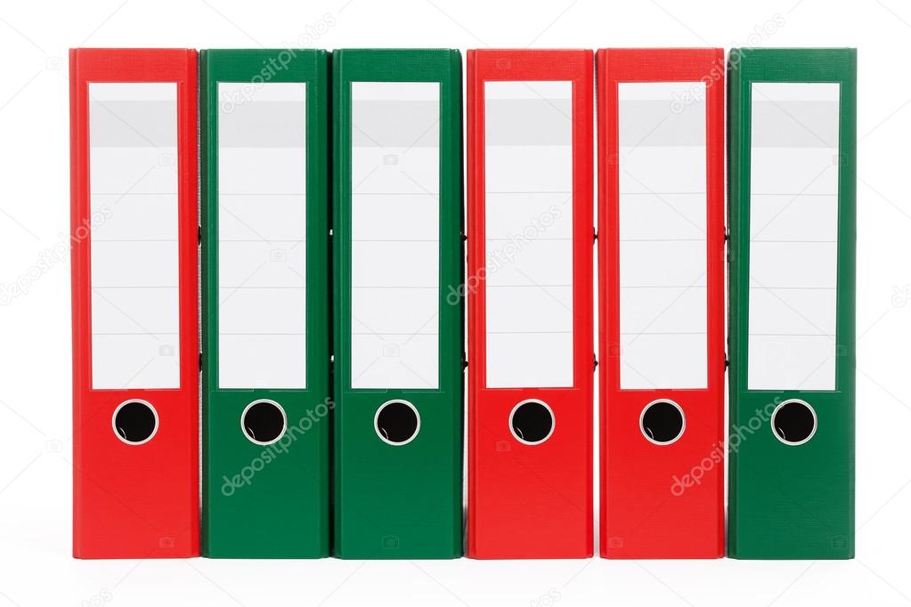 Red and green ring binders in a row Stock Photo by ©RobStark 20009997