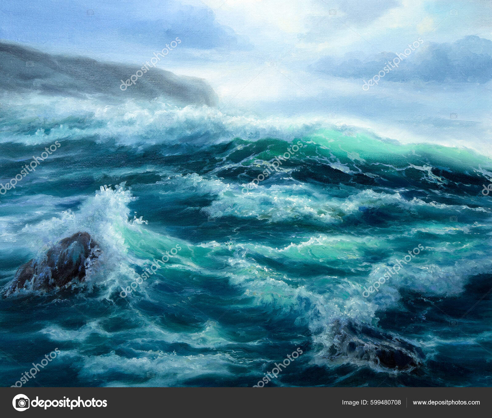 Original Oil Painting Ocean Cliffs Canvas Modern Impressionism Stock Illustration by ©borojoint ...