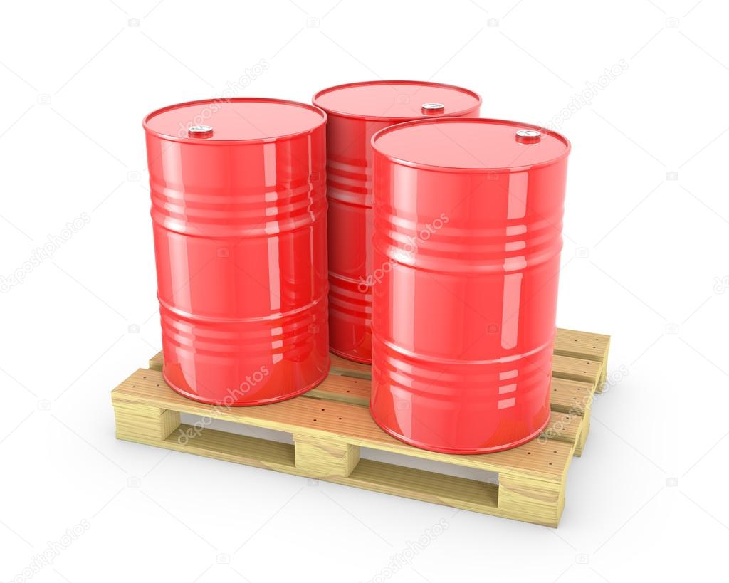 Three red barrels on a pallet Stock Photo by ©Zelfit 14616107