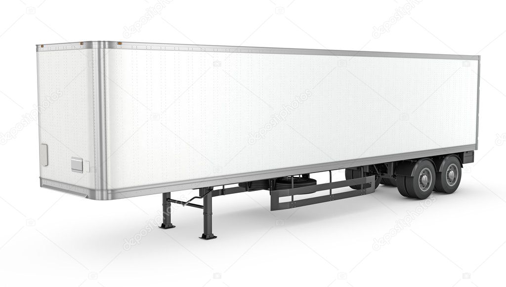 Blank white parked semi trailer — Stock Photo © Zelfit #28230391