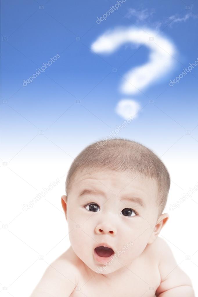 Asian baby with question mark cloud — Stock Photo © tomwang #12383415