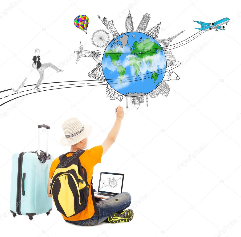 Backpacker draw a travel trip planning Stock Illustration by ©tomwang ...