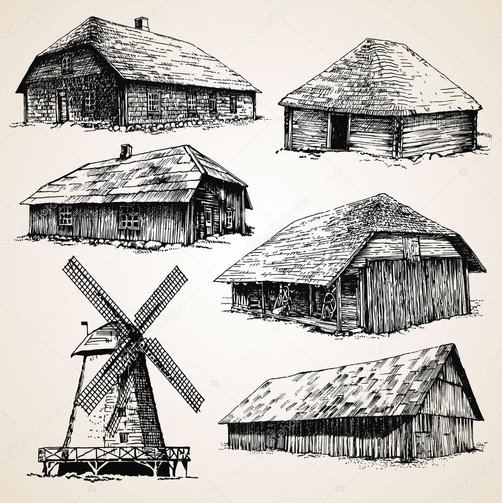 Old wooden buildings Stock Vector by ©traffico 18215553