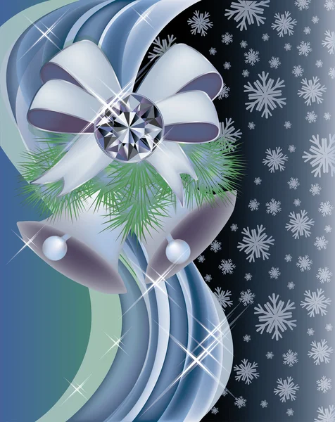 Diamond winter invitation card with xmas bells, vector - Stock Image ...
