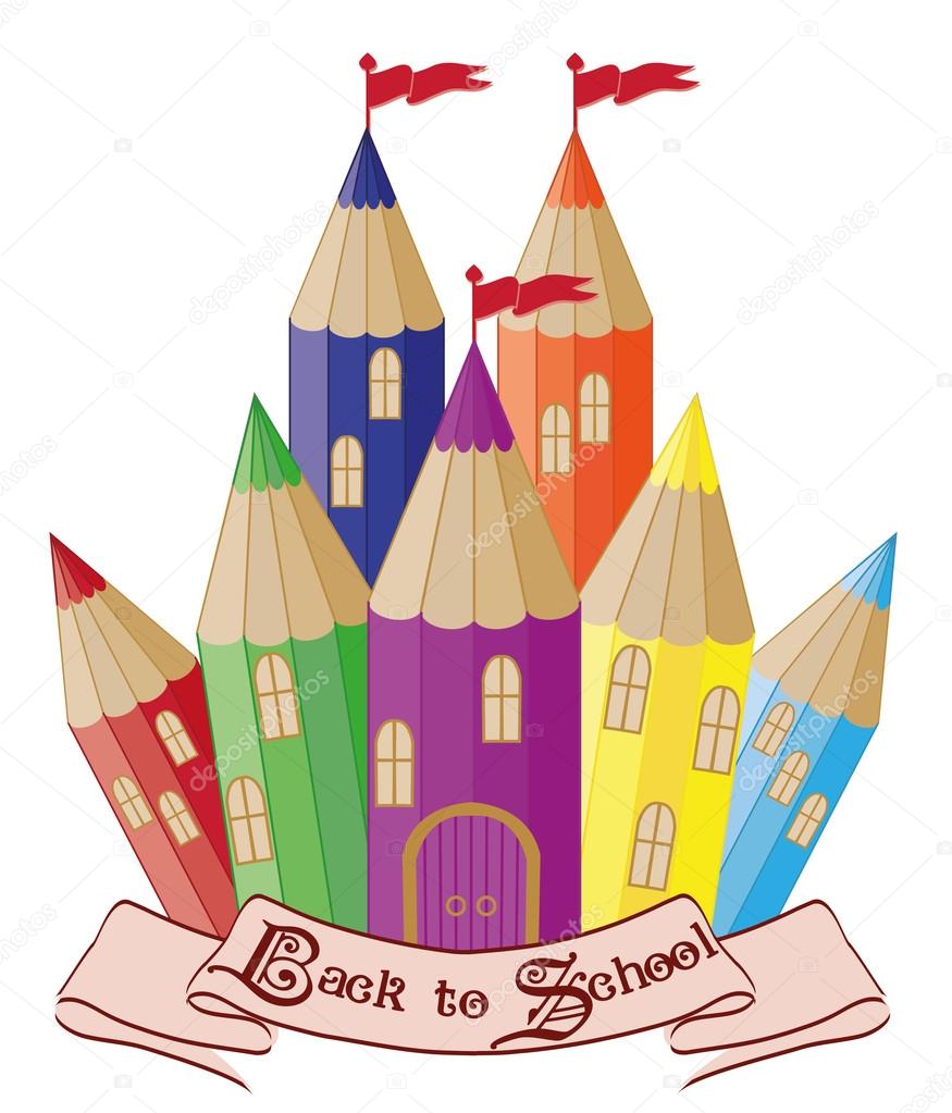 Back to School. Magic school castle, vector illustration — Stock Vector ...
