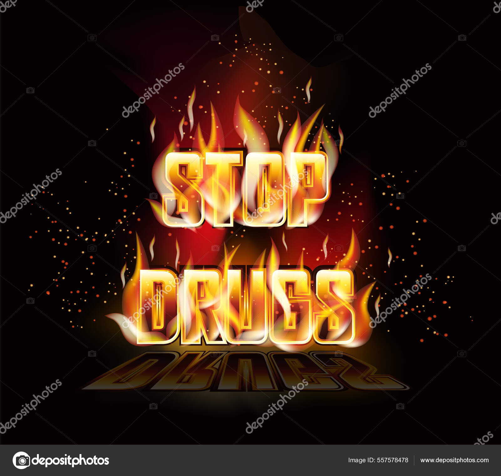 Stop Drugs Fire Background Vector Illustration Stock Vector Image by ...