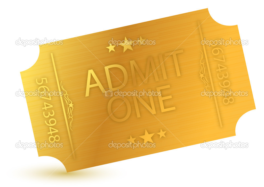 Illustration of gold ticket over a white background Stock Photo by ...