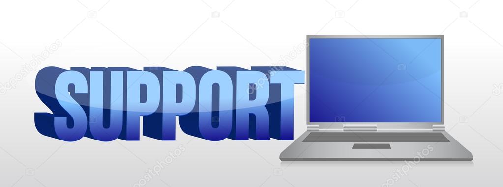 Computer support sign 3d text and laptop — Stock Photo © alexmillos ...