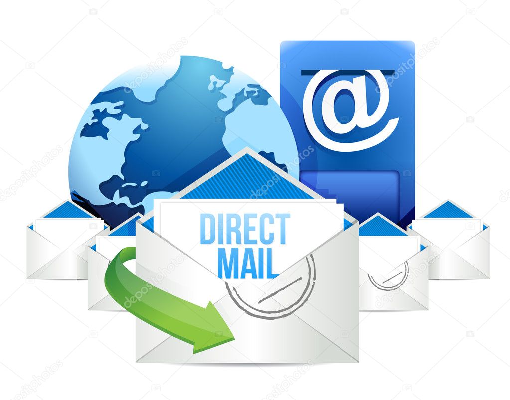 Direct mail Blue Mailbox with Mails global Stock Illustration by ...