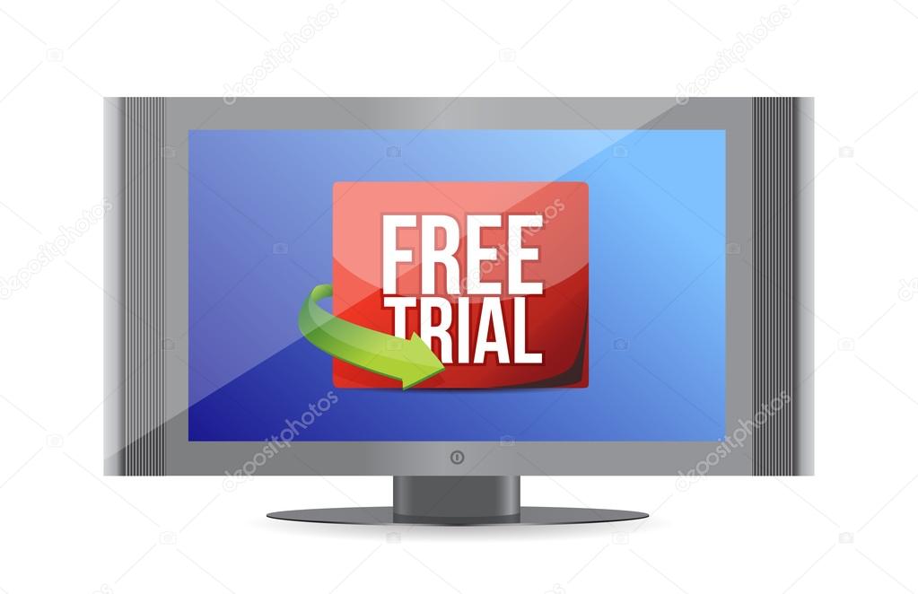 Free trial arrow label on screen — Stock Photo © alexmillos #22236895