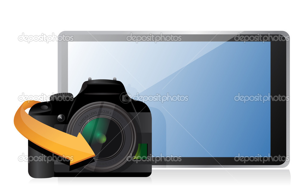 Camera and a modern tablet — Stock Photo © alexmillos #22947392