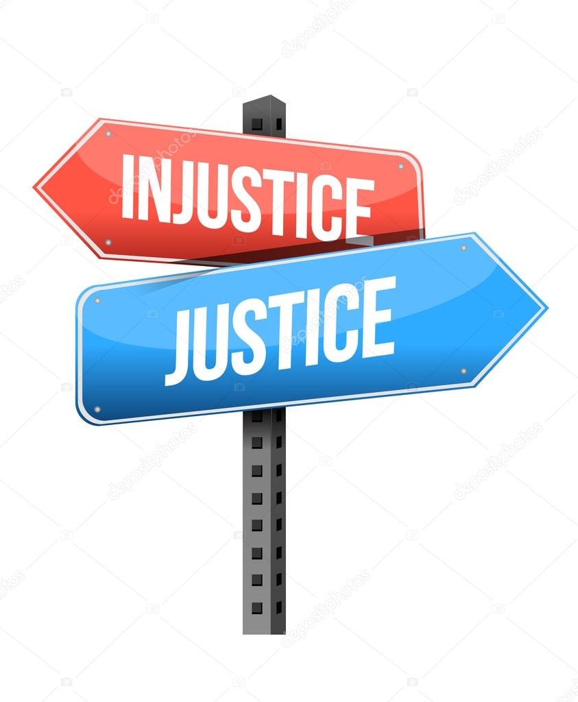 Injustice versus justice road sign Stock Photo by ©alexmillos 23097744