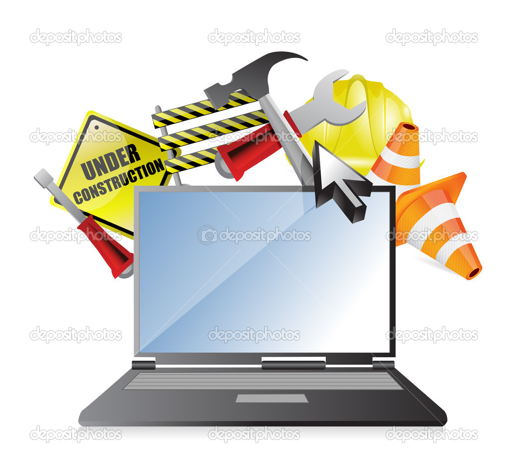 Laptop under construction concept Stock Illustration by ©alexmillos ...