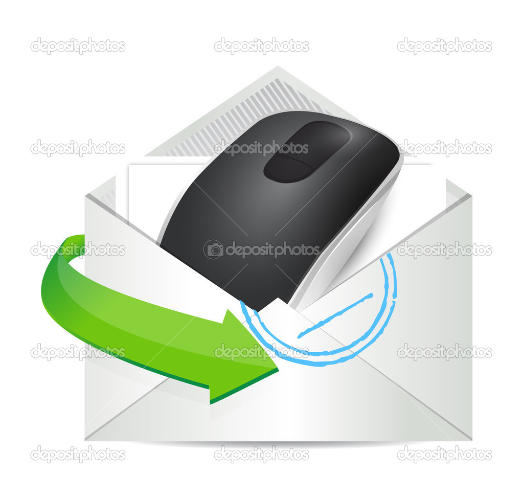 Envelope and Wireless computer mouse — Stock Photo © alexmillos #23513667