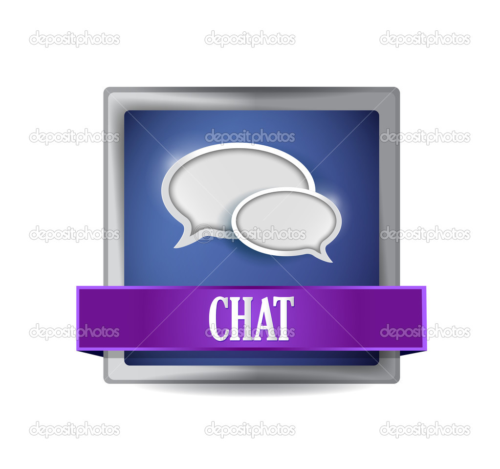 Chat sign reflected on glossy blue square — Stock Photo © alexmillos ...