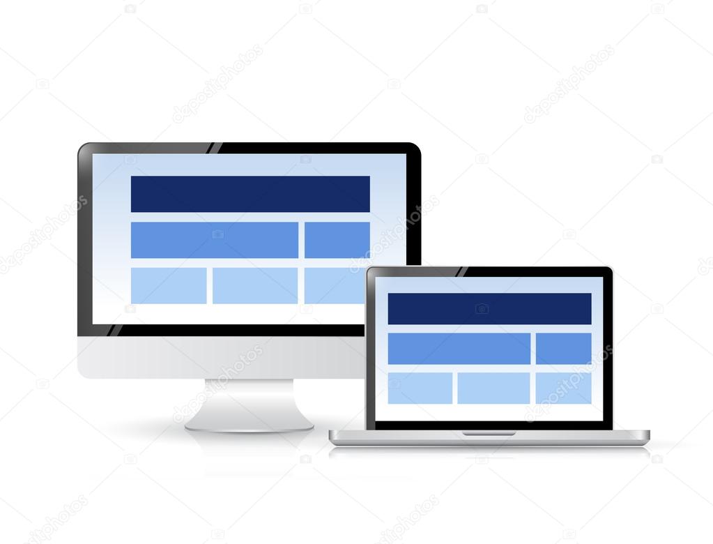 Website layout on computer screen. illustration — Stock Photo ...