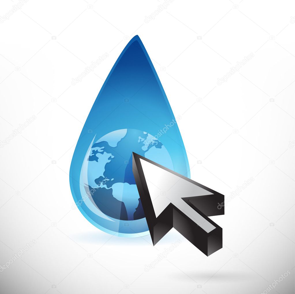 Globe water and cursor illustration — Stock Photo © alexmillos #30054869