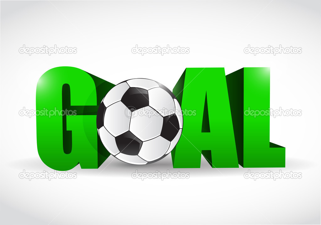 Goal text and soccer ball illustration design Stock Photo by ...
