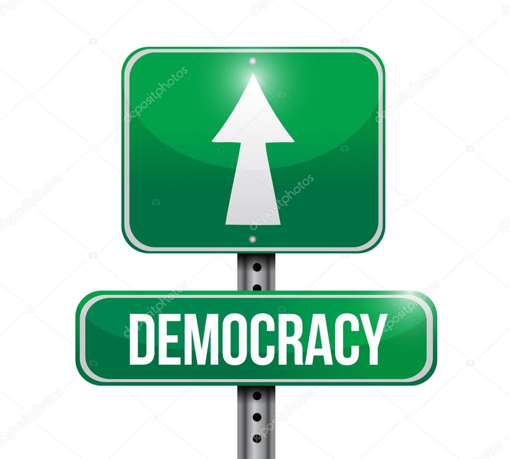 Democracy road sign illustration design — Stock Photo © alexmillos ...