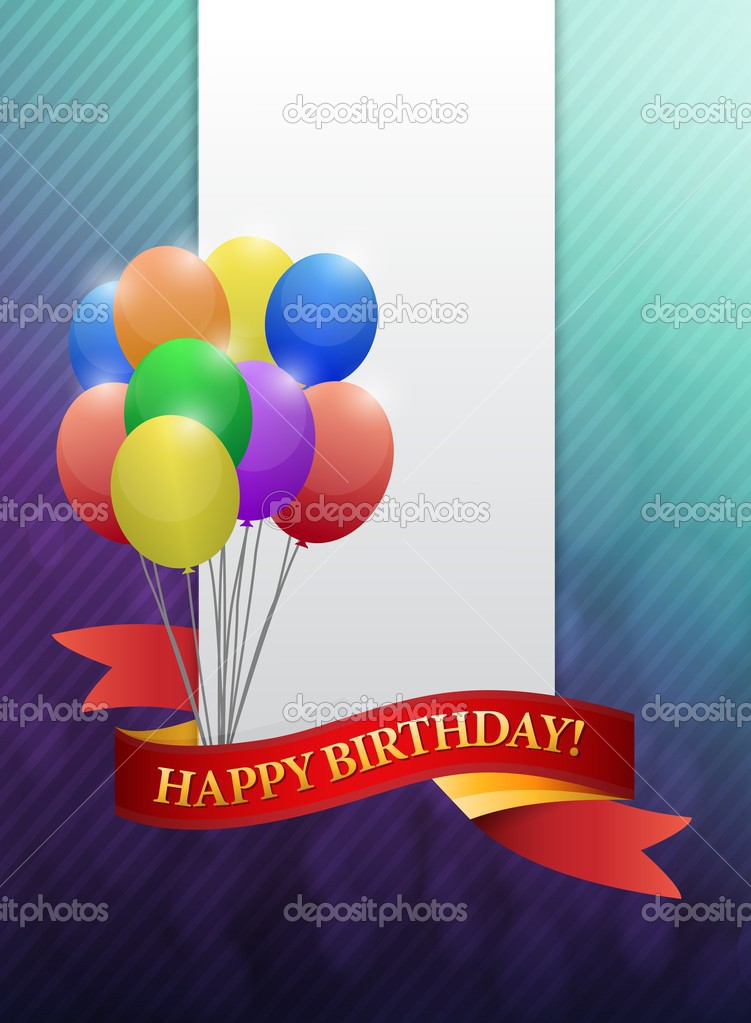 Happy birthday ribbon card illustration design — Stock Photo ...
