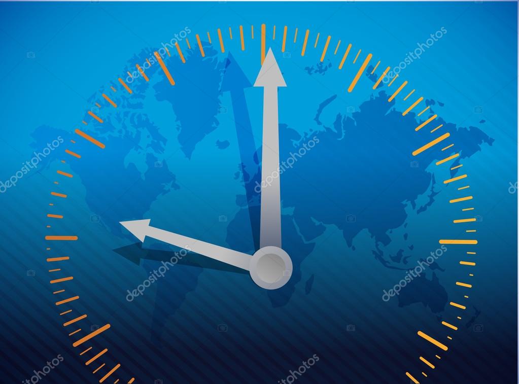 Clock over a world map illustration design Stock Photo by ©alexmillos ...