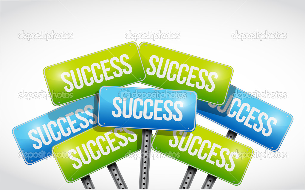 Multiple success road signs illustration design Stock Photo by ...
