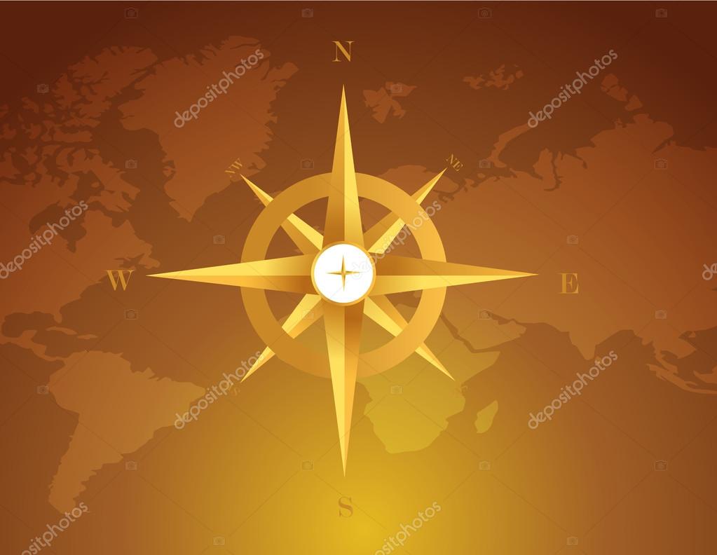 Gold compass over a world map brown Stock Photo by ©alexmillos 46762201