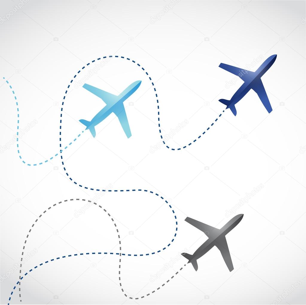 Fly routes and airplanes. illustration design Stock Photo by ...