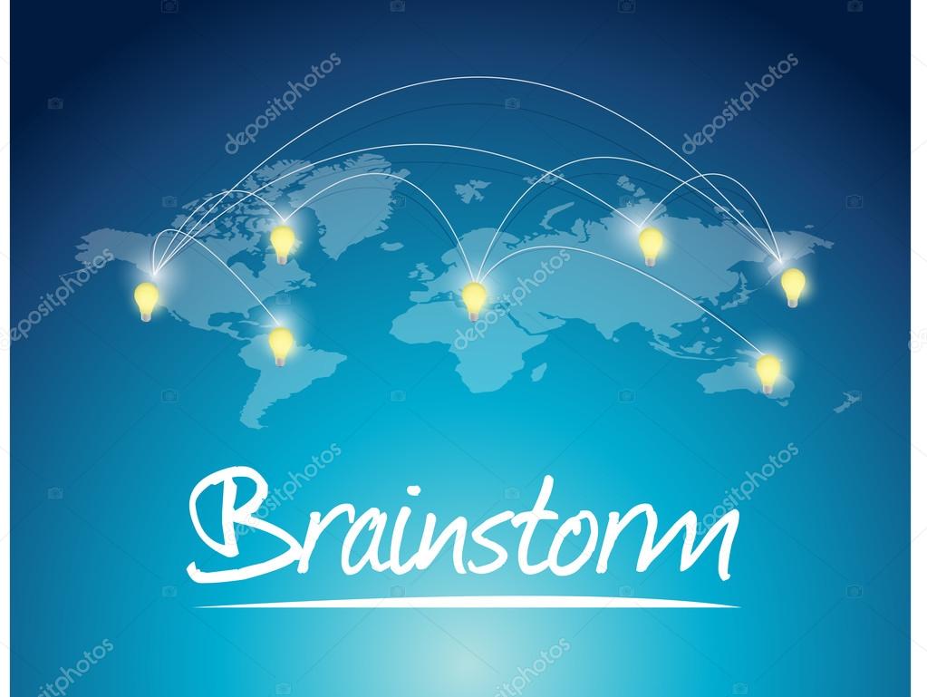Brainstorming message world map illustration — Stock Photo © alexmillos ...