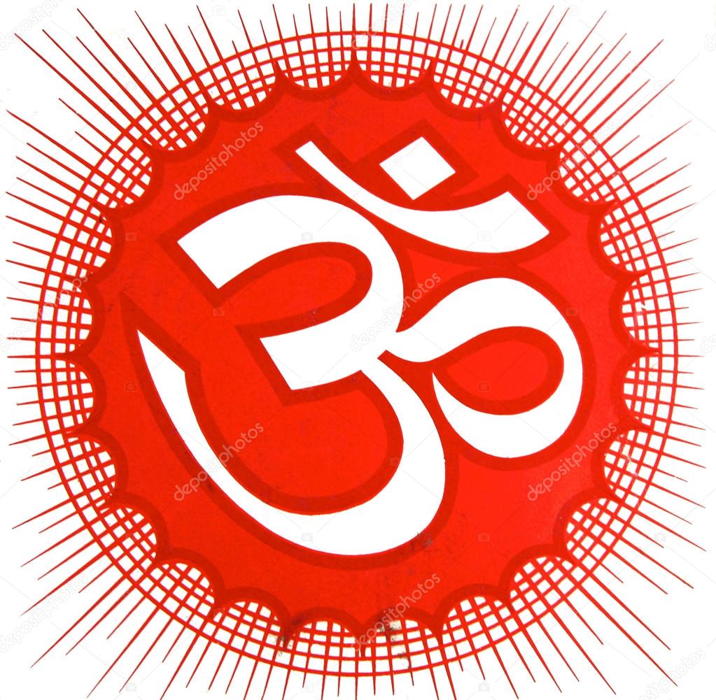Red om sign and designed symbol — Stock Photo © piccaya #51146215