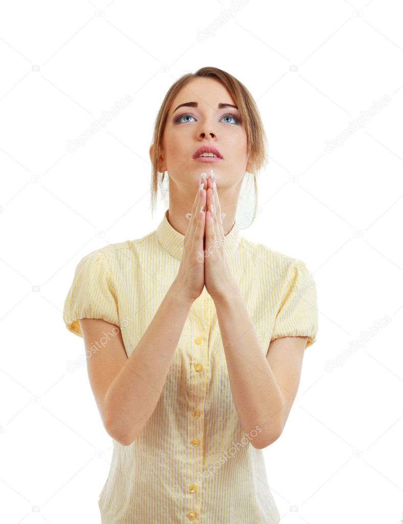 Woman praying isolated Stock Photo by ©lenanet 16783351