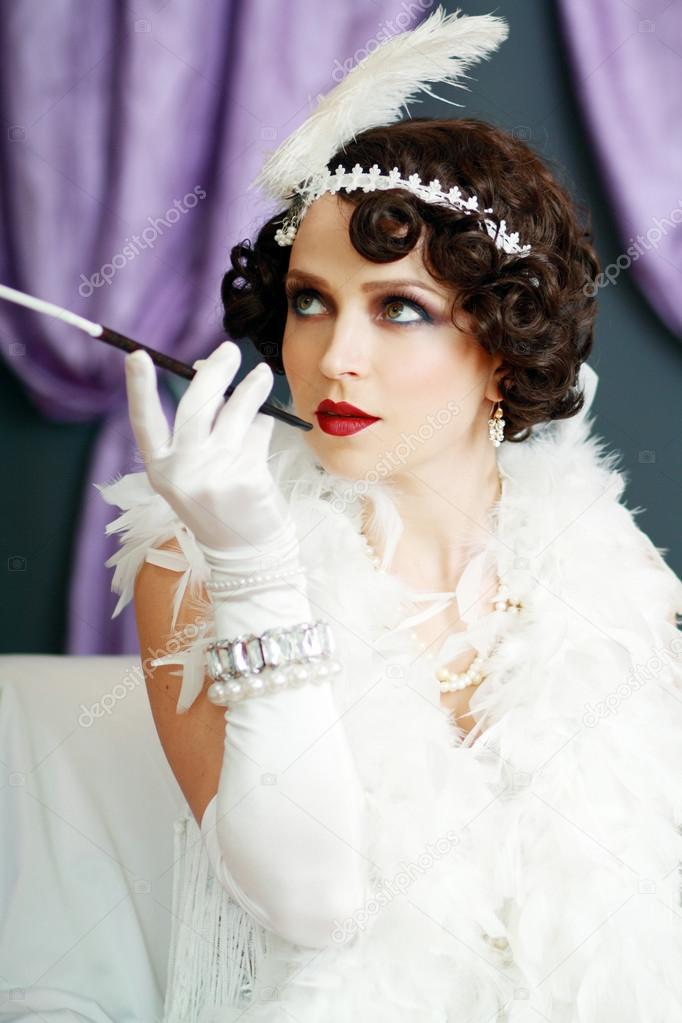 Young flapper lady — Stock Photo © lenanet #24716807