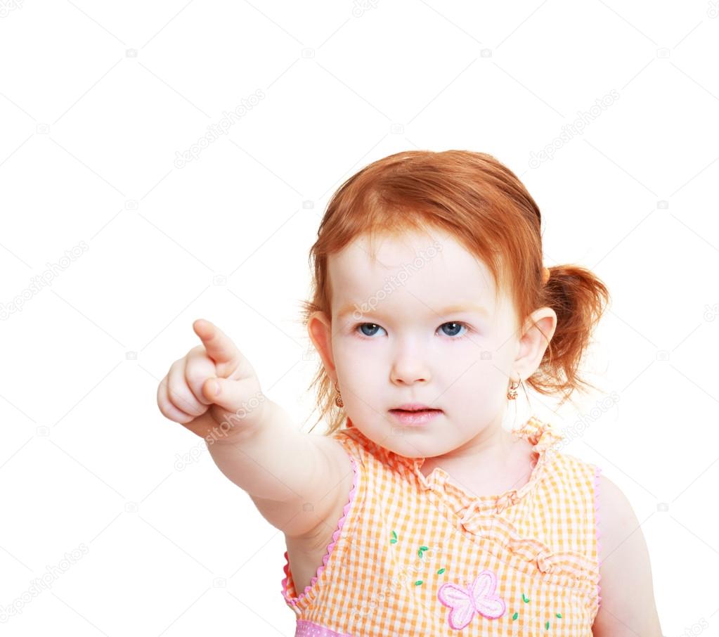 Little girl pointing — Stock Photo © lenanet #26084471