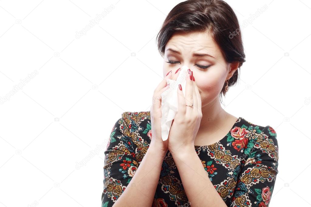 Woman with cold — Stock Photo © lenanet #45826771