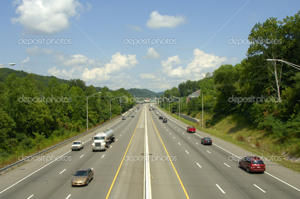 Six-Lane Highway with commuters, Interstate 40, Knoxville, TN, USA ...