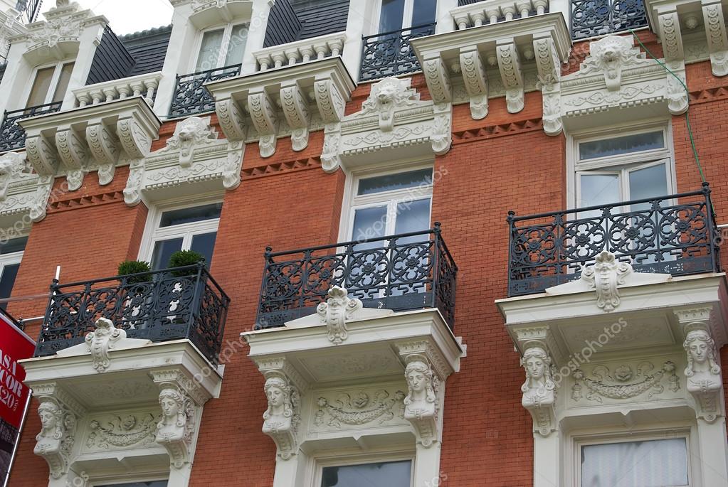 Historic buildings with lace fronts of Madrid — Stock Photo © Larisa13 ...